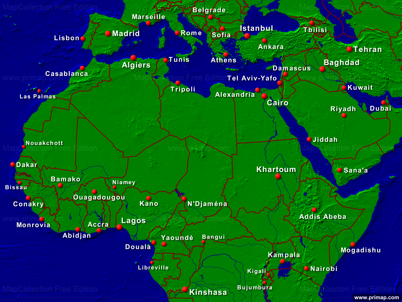 North African Cities Map
